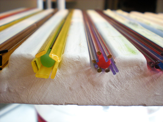 Murrini cane in a kiln: The rod mold - Morganica